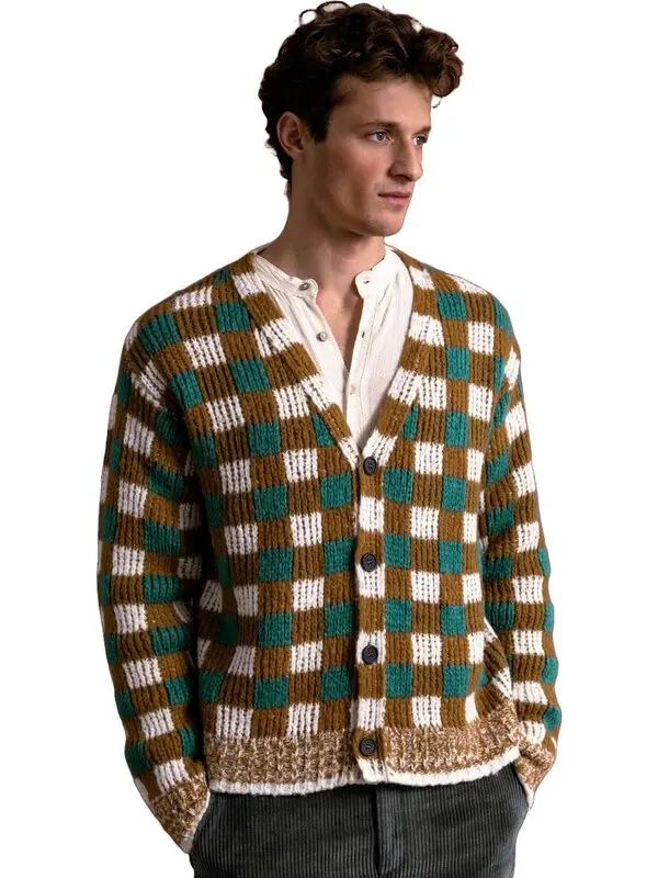Marni Checkerboard Wool Cardigan - Multicolour