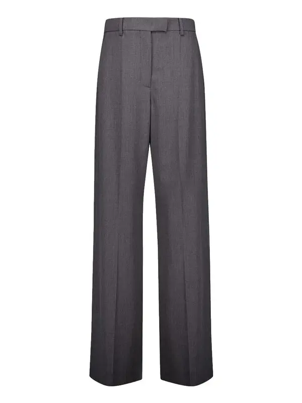 Valentino Garavani High-waist Straight Leg Wool Trousers - Grey