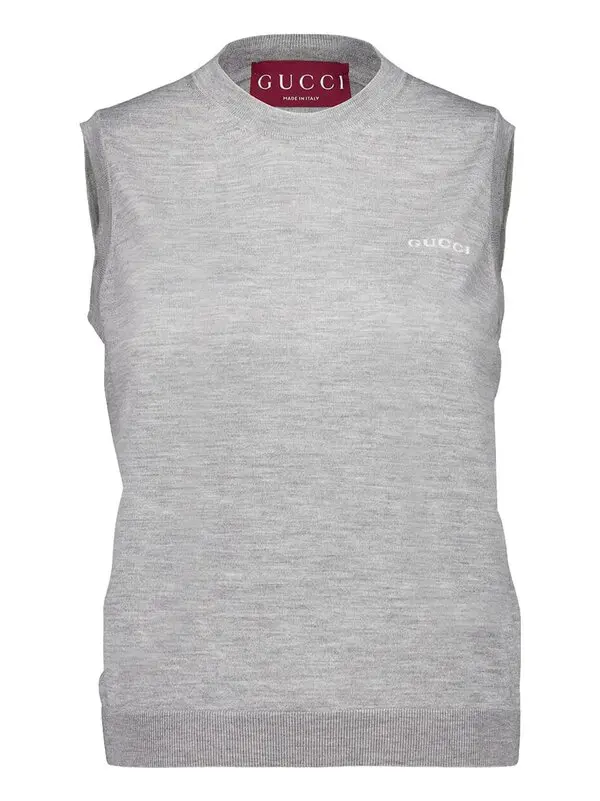 Gucci Mélange Cashmere Silk Sleeveless Knit Top - Grey