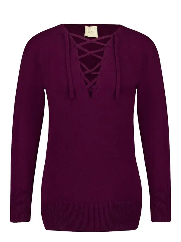 PAULA Lactarius Cashmere Lace-up Jumper - Purple