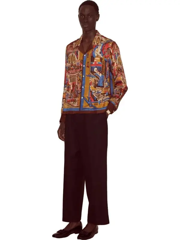 BODE Manhattan Island Silk Long Sleeve Shirt - Multicolour