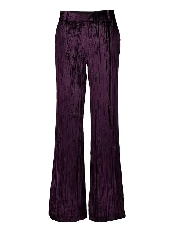PAULA Morchella Italian Plum Pleated Velvet Pants - Purple
