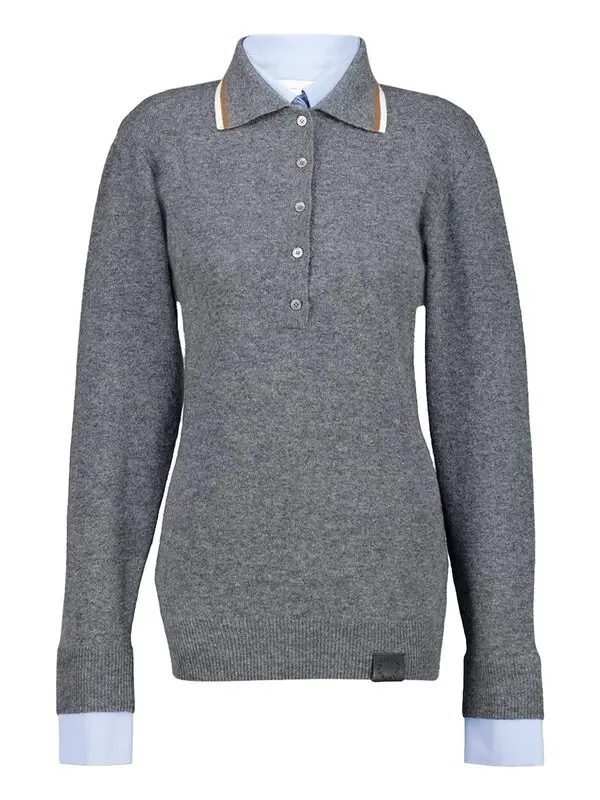 Stella McCartney Mélange Wool-cotton Polo - Grey