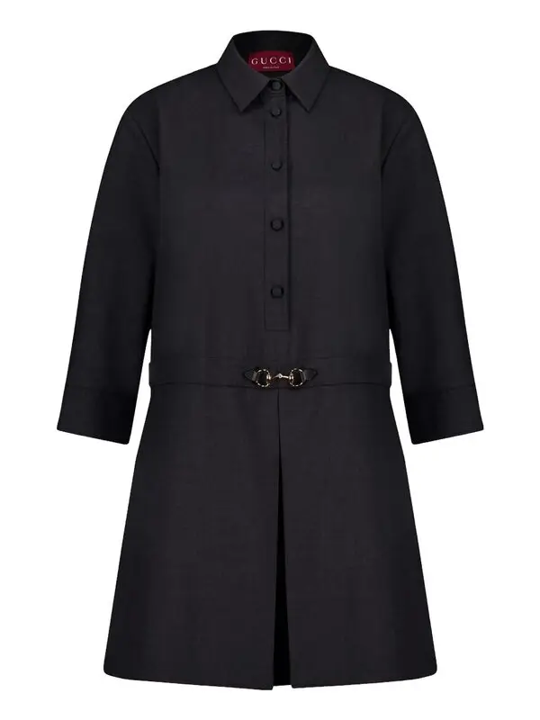 Gucci Wool Mini Dress With Horsebit Detail - Grey