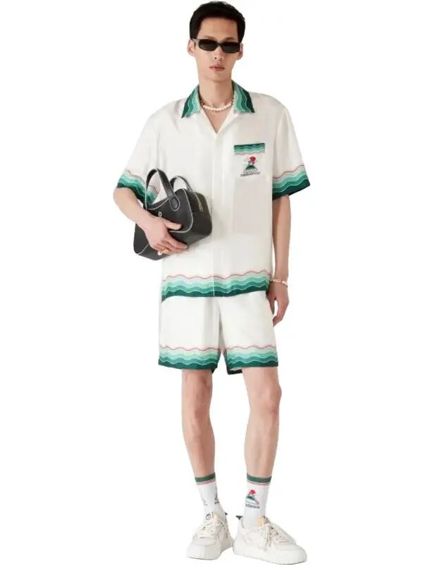 Casablanca Montagne Ondulée Silk Shorts - Multicolour