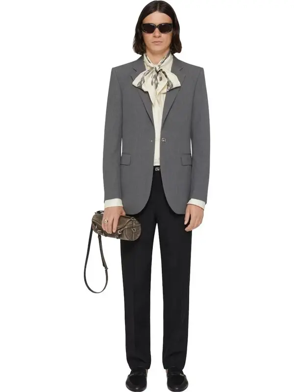Givenchy Slim-fit Wool Jacket With 2g Clip - Grey