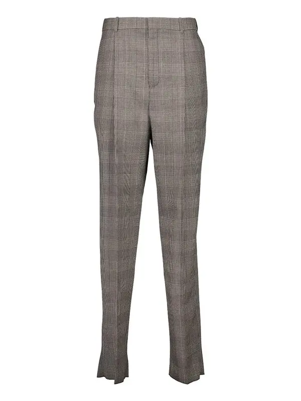 Saint Laurent Prince Of Wales Wool Pants - Grey