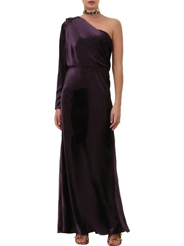 Zimmermann Illustration Asymmetric Velvet Gown - Purple