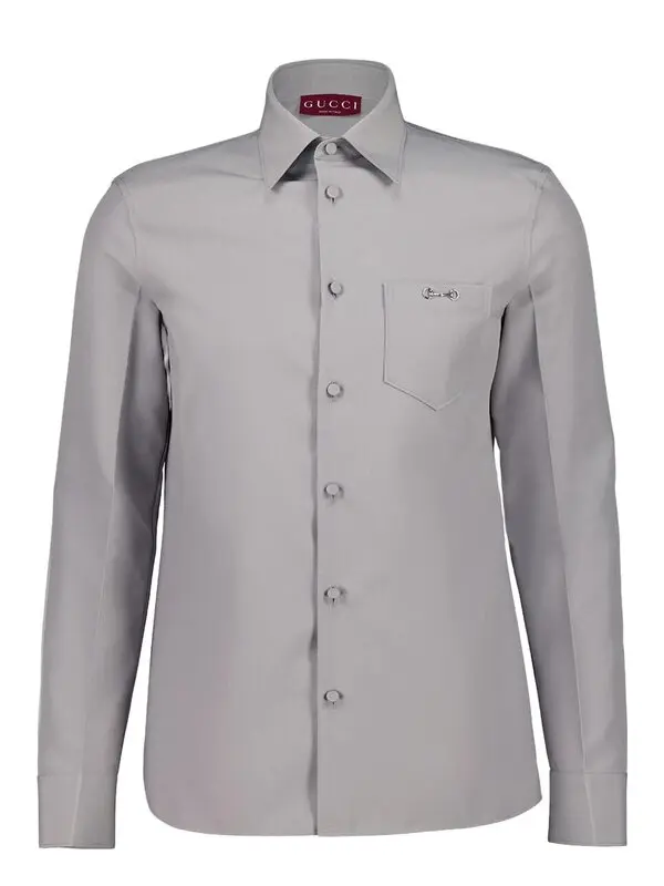 Gucci Light Panama Shirt With Horsebit - Grey