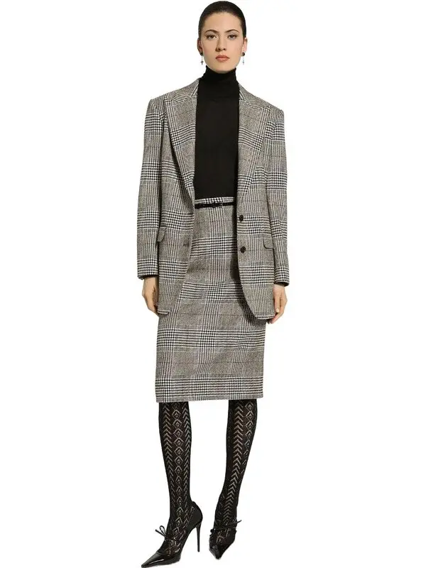 Dolce & Gabbana Single-breasted Glen Plaid Jacket - Grey