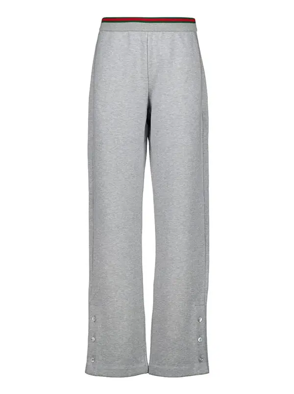Gucci Cotton Jersey Trousers With Web - Grey