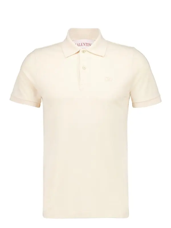 Valentino Garavani Ivory Cotton Polo With Vlogo Embroidery - Cream