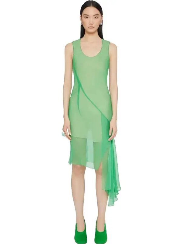 Givenchy Silk Chiffon Dress With Ruffle Detail - Green