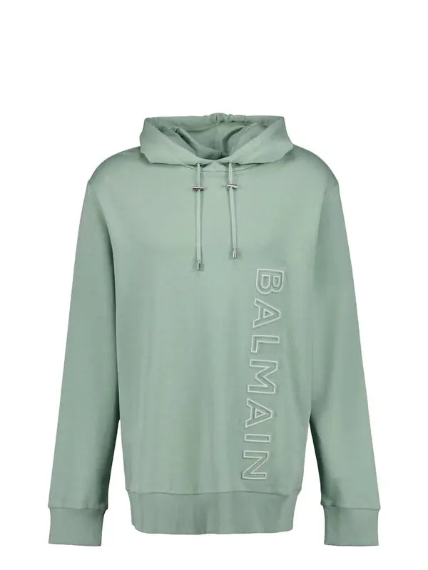 Balmain Logo-embossed Cotton Hoodie - Green