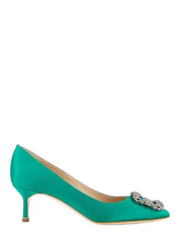Manolo Blahnik Hangisi 50mm Jewel Pumps - Green