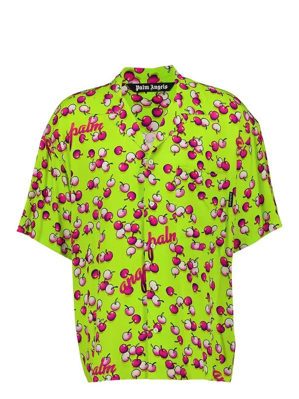 Palm Angels Lime Fuchsia Cherries Shirt - Green