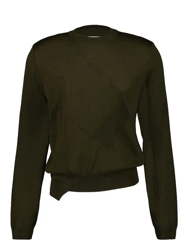 MAISON MARGIELA Asymmetric Crewneck Virgin Wool Sweater - Green