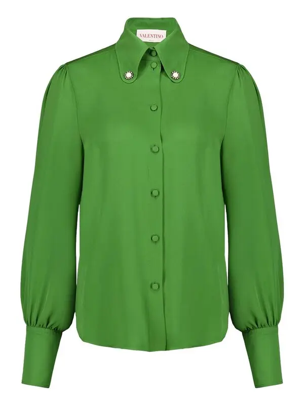 Valentino Garavani Silk Georgette Button-down Shirt - Green