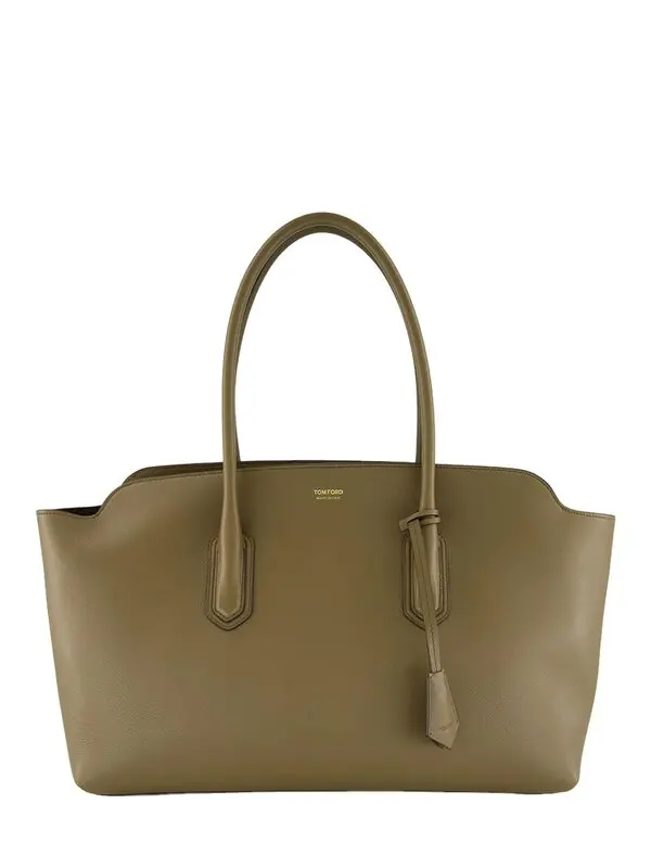 TOM FORD Natural Grain Leather Shoulder Bag - Green