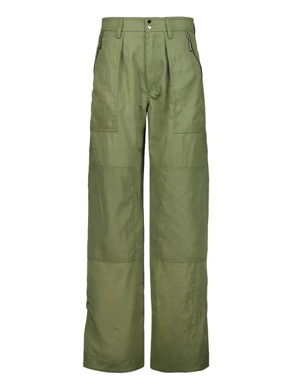 Rabanne Straight Fit Cotton Polyamide Trousers - Green