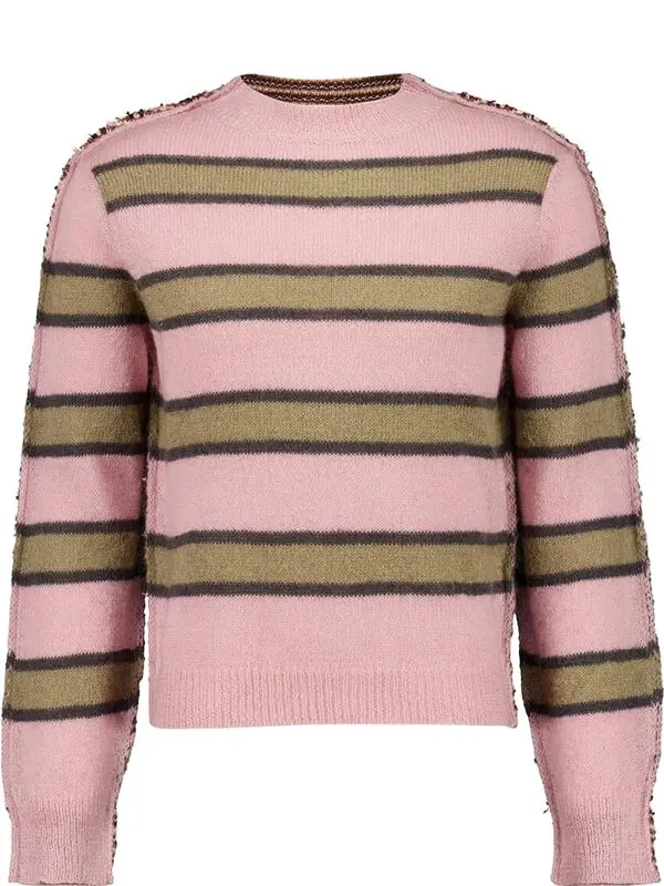 Marni Striped Mohair Wool Crewneck - Pink