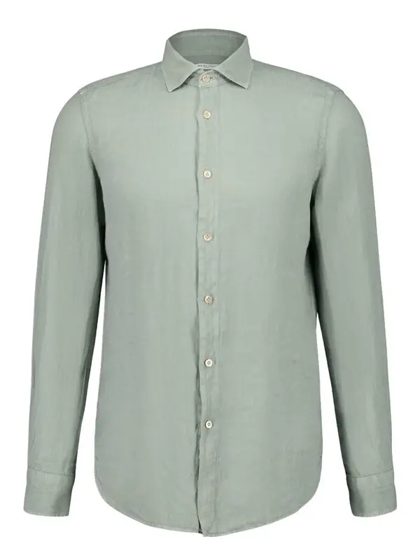 Boglioli Mint Garment-dyed Linen Shirt - Green