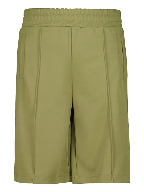 Palm Angels Army Track Shorts With Back Curved Logo - Green