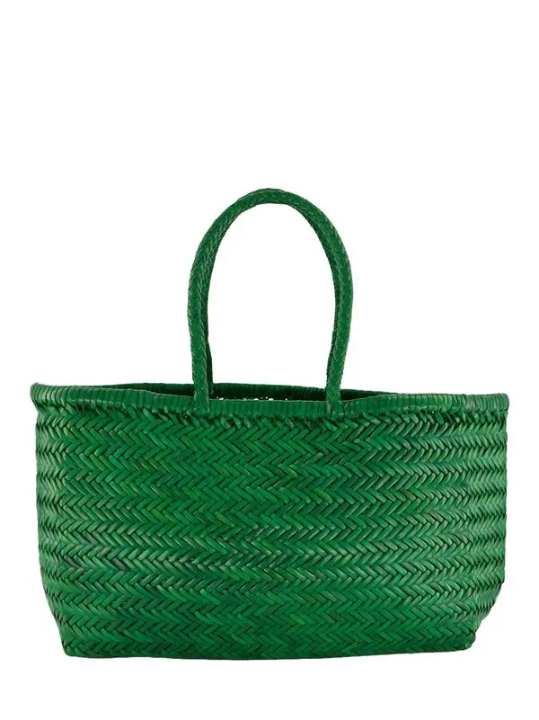 Dragon Diffusion Parrot Triple Jump Big Woven Leather Tote - Green