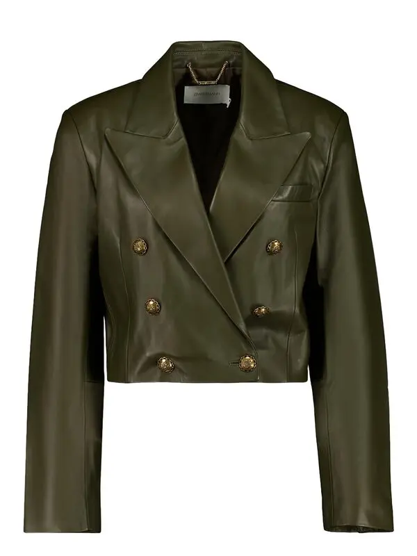 Zimmermann Hypnotic Leather Cropped Blazer - Green