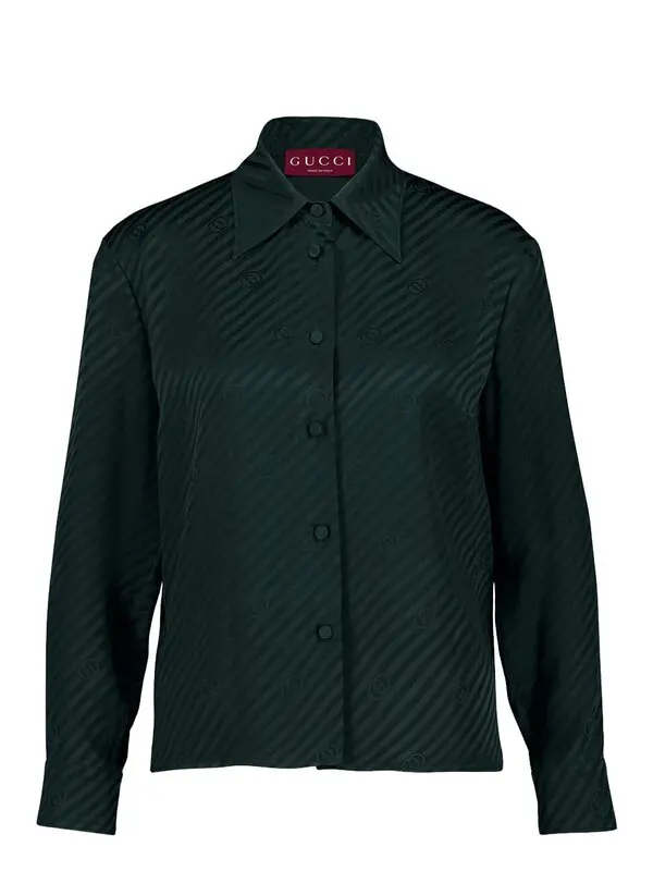 Gucci Interlocking Gg Silk Jacquard Shirt - Green