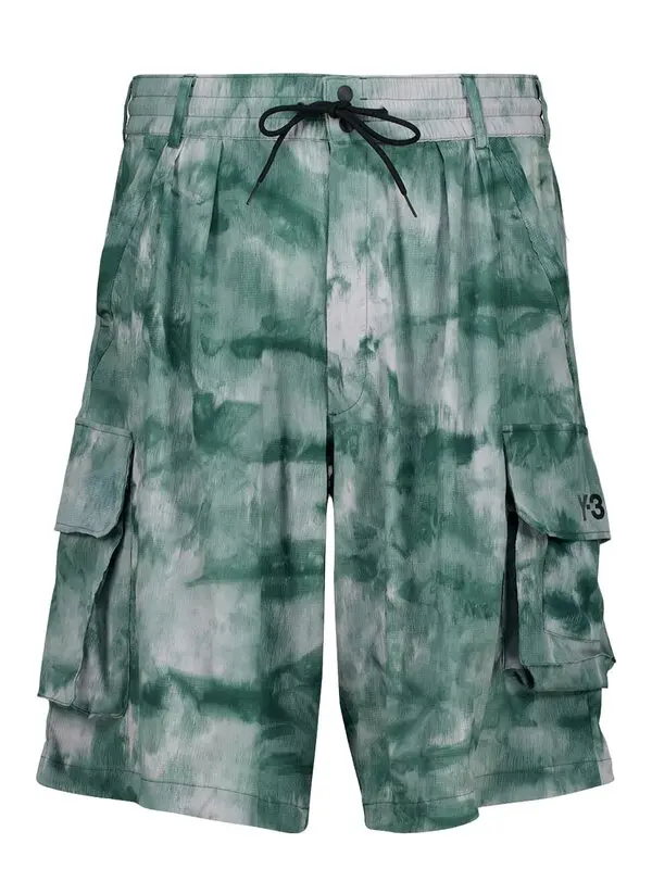 Y3 Aop Nylon Cargo Shorts - Green