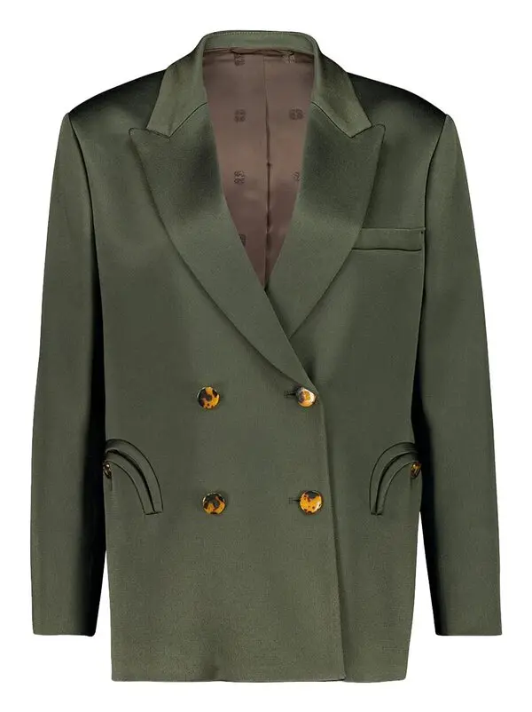 BLAZÉ MILANO Oversized Double-breasted Satin Blazer - Green