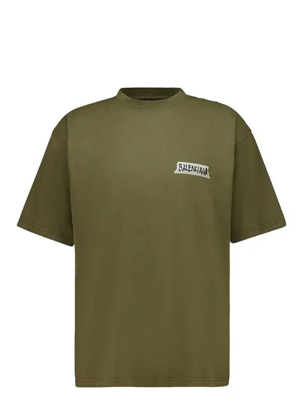 Balenciaga Khaki Masking Tape Medium Fit T-shirt - Green
