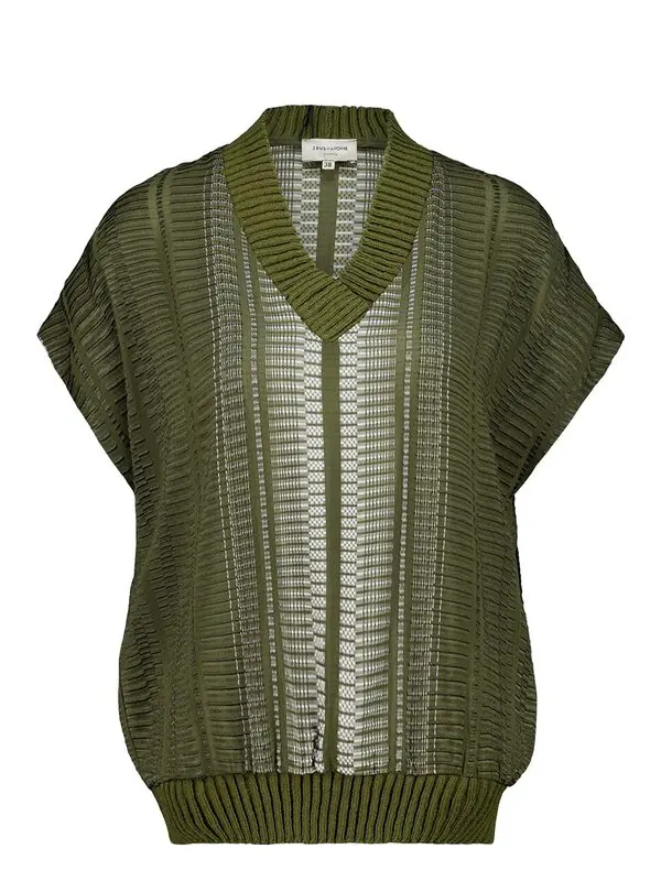 Zeus+dione Syros V-neck Silk Wool Top - Green