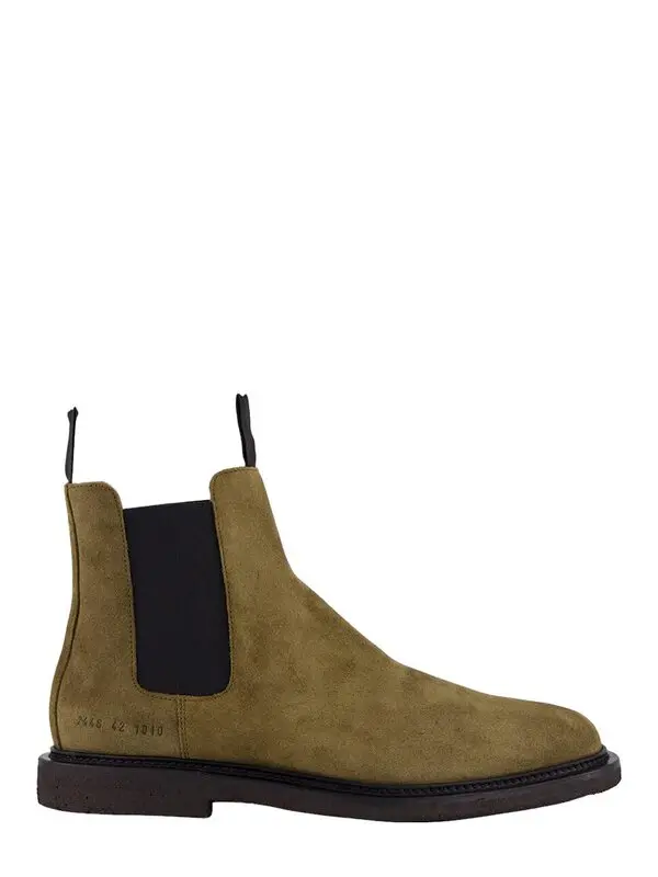 COMMON PROJECTS Olive Waxed Suede Chelsea Boots - Green