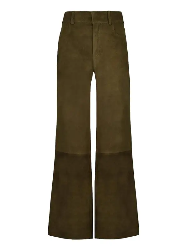 PAULA Alice Fir Wide-leg Suede Pants - Green