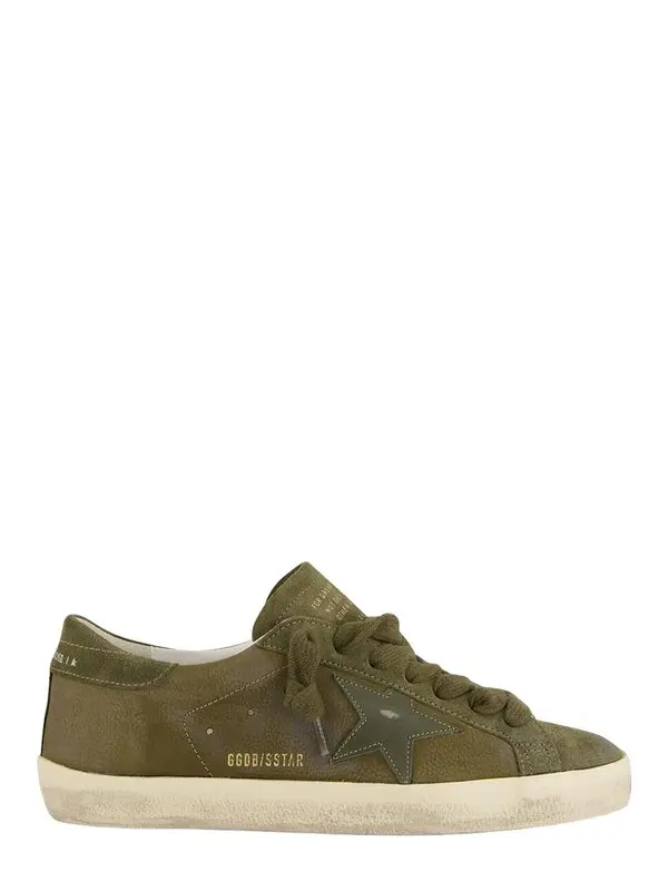 GOLDEN GOOSE Superstar Leather Sneakers With Suede Star - Green