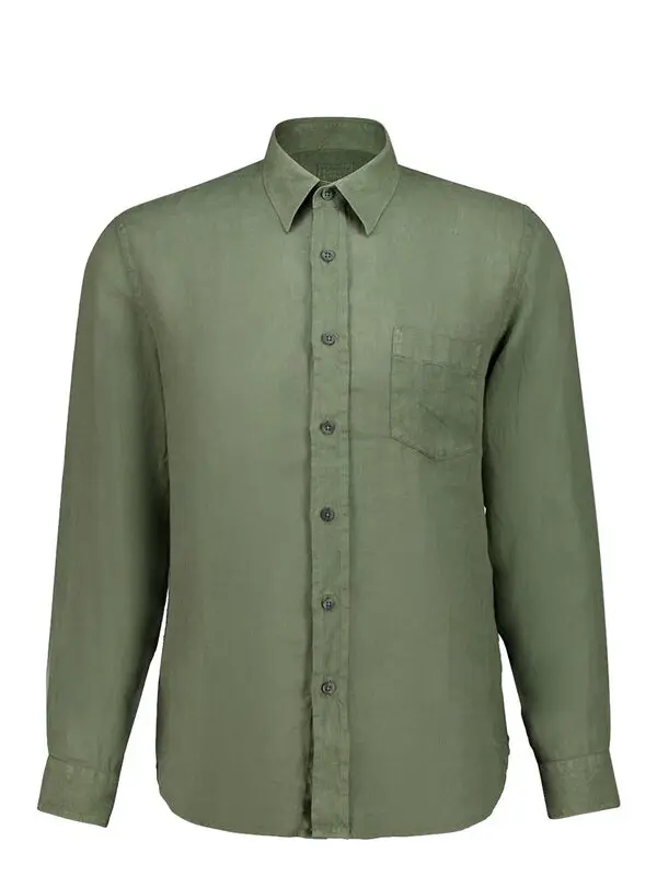 120% Lino Khaki Linen Regular-fit Shirt - Green