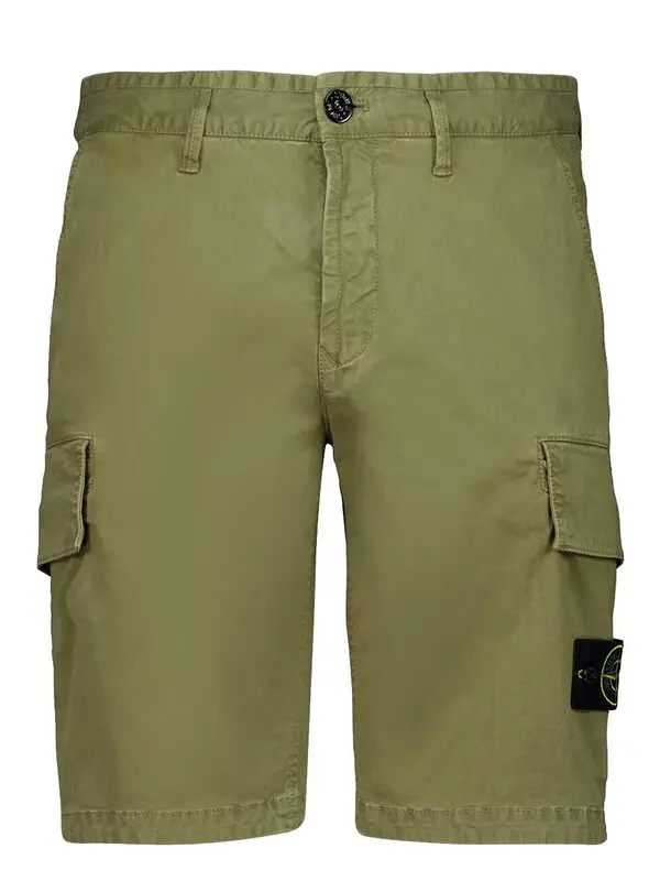 Stone Island Military Organic Cotton Stretch Cargo Shorts - Green