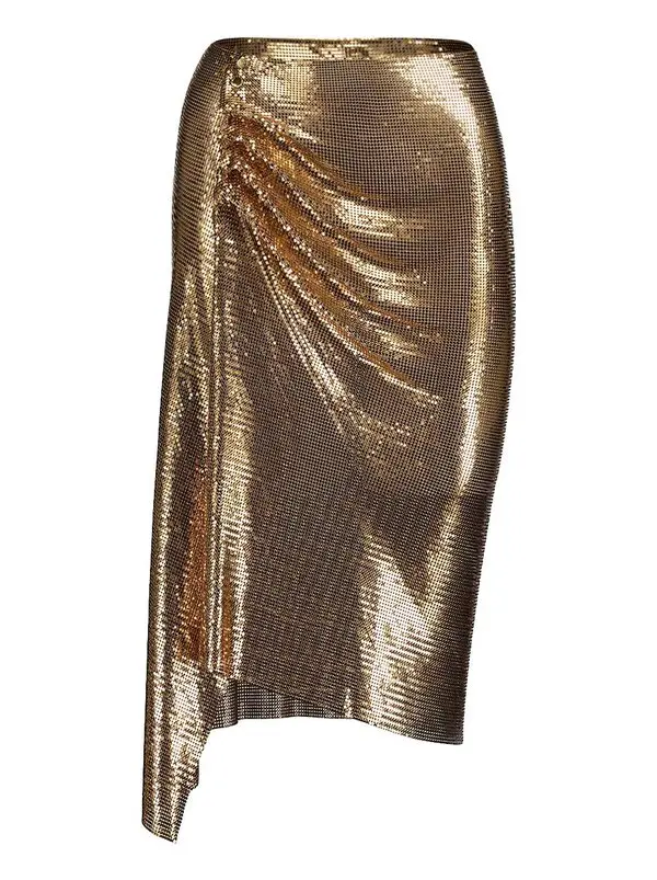 Rabanne Metallic Ruched Skirt - Gold