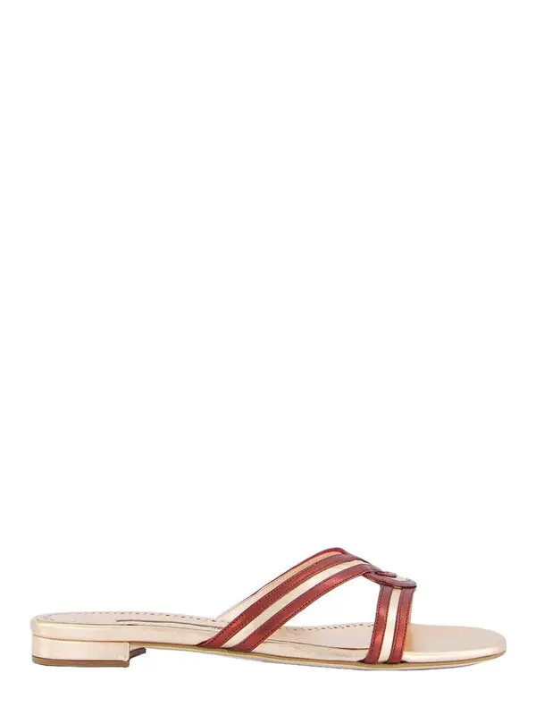 Manolo Blahnik Gasachan Nappa Leather Sandals - Gold