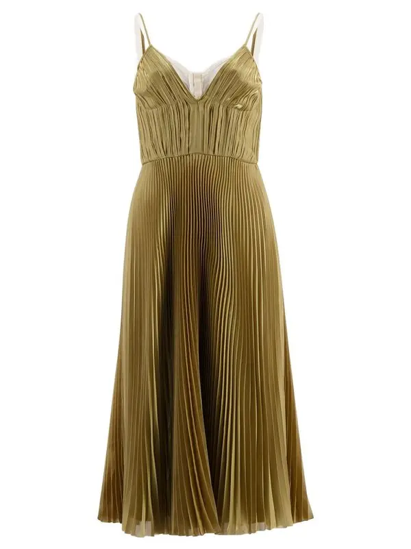 Prada Pleated Midi Dress - Gold