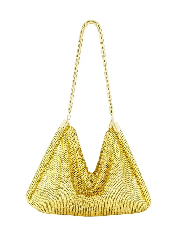 Rabanne Pixel Tube Embellished Bag - Gold