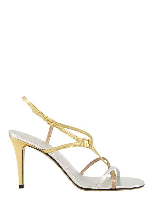 Fendi Ffold Ayers Metallic Sandals - Gold
