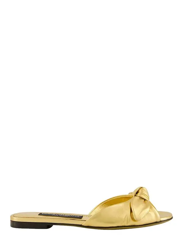 Dolce & Gabbana Mordoré Nappa Leather Slides - Gold