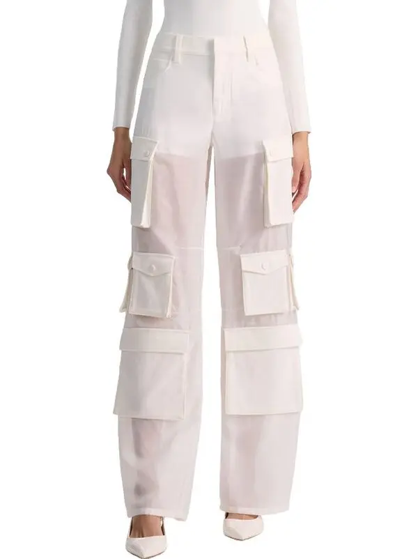 Alice + Olivia Olympia Sheer Combo Cargo Pant - White