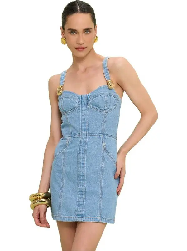 PatBO Marina Denim Mini Dress - Blue