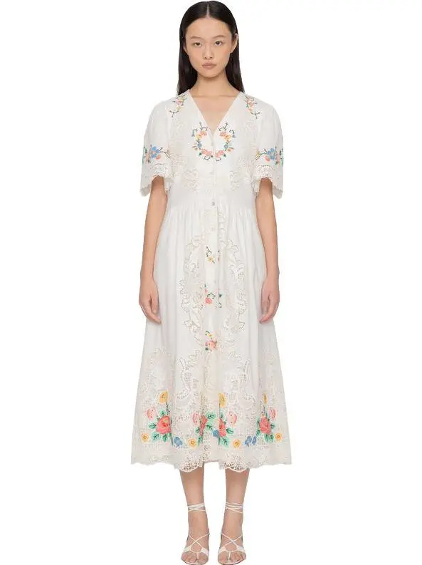 Sea Astrid Embroidered Midi Dress - Stripe