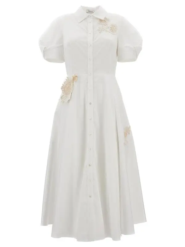 Erdem Cotton Midi Dress With Appliqués - White