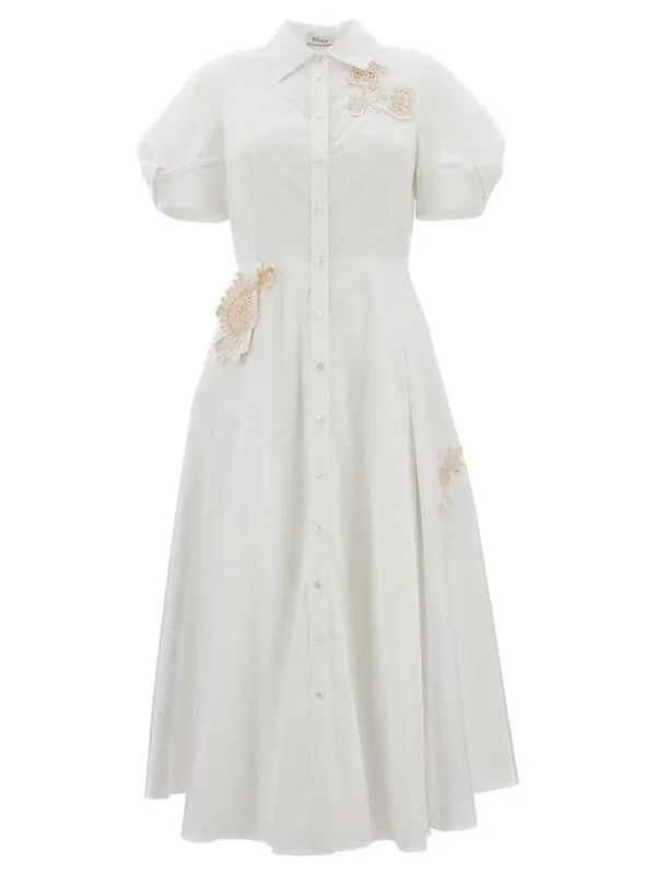 Erdem Cotton Midi Dress With Appliqués - White